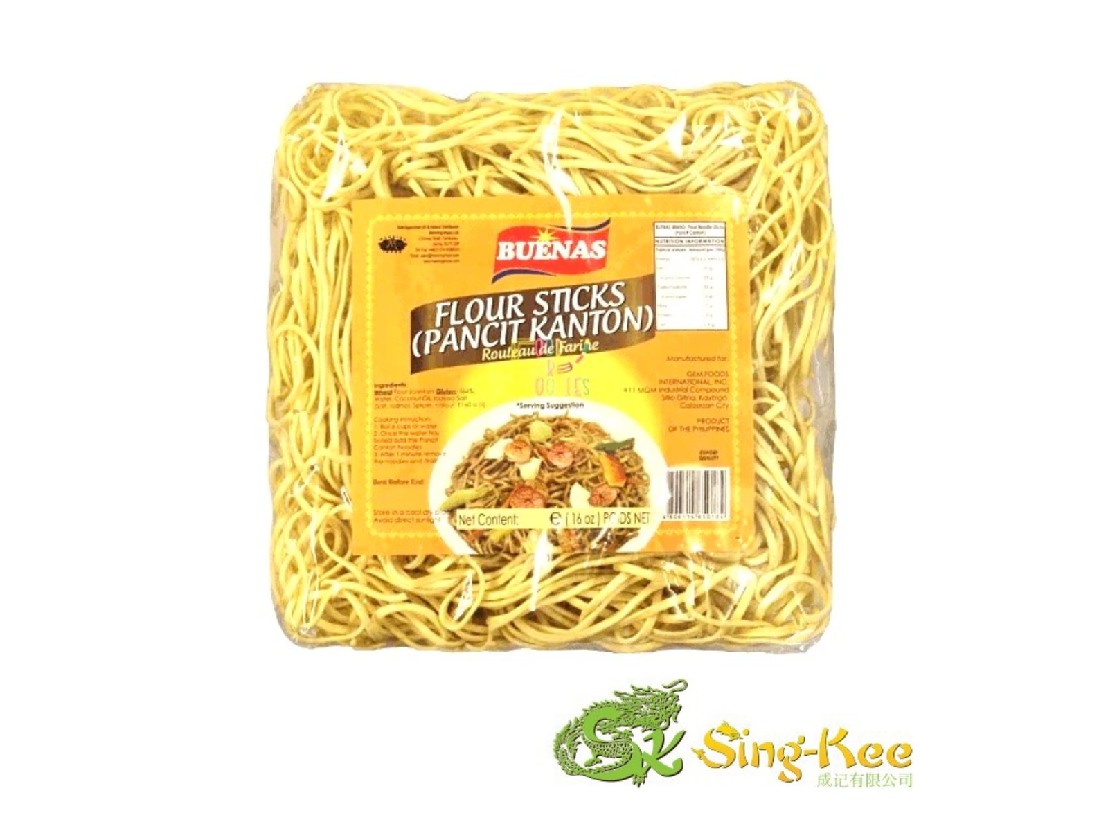 BUENAS Flour Sticks (Pancit Kanton/Canton) 454g - Noodles | Sing Kee